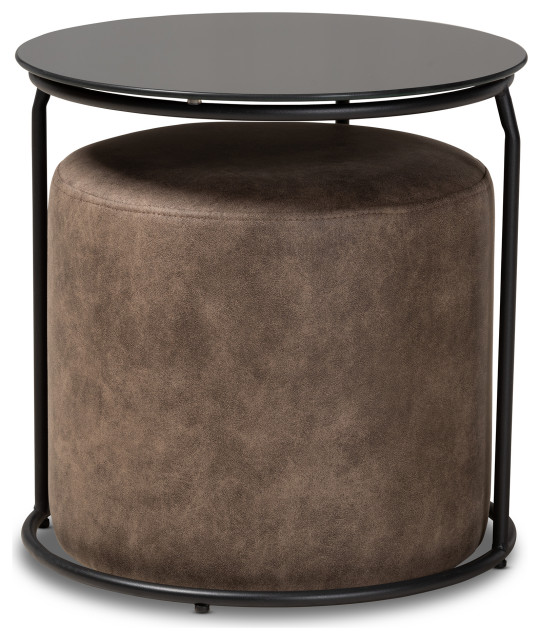 Dotland Black With Gray and Brown 2-Piece Nesting Table and Ottoman Set ...