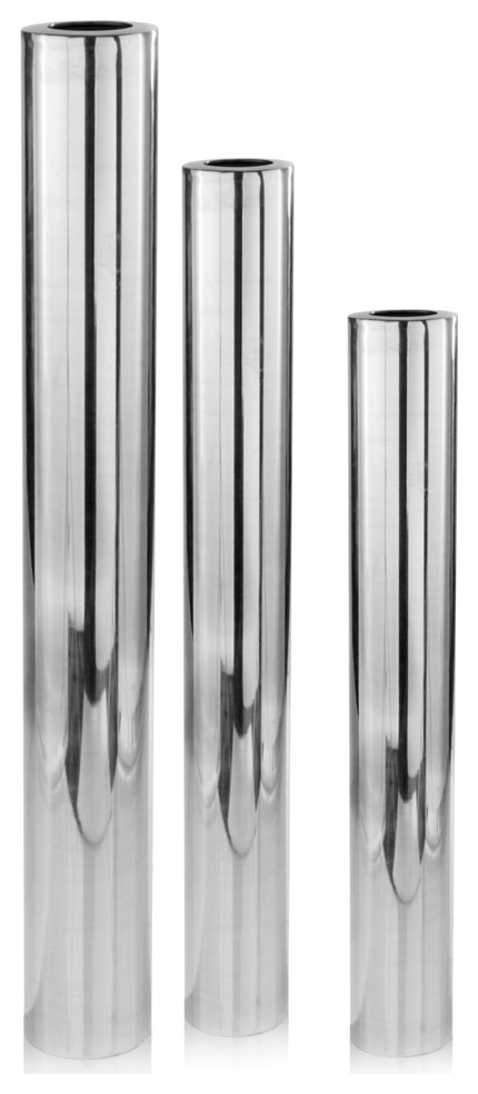 6"x6"x56" Buffed, Cylinder, Xxl Tall, Floor Vase - Contemporary - Vases ...