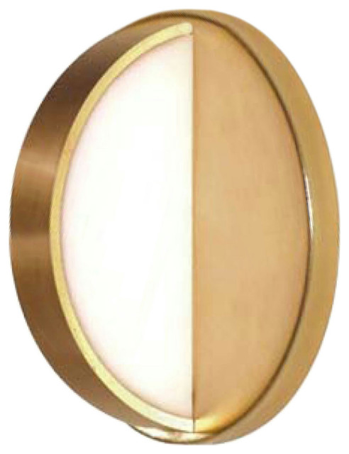 5W Wall Sconce, Aged Brass with White Acrylic Diffuser - Modern - Wall ...