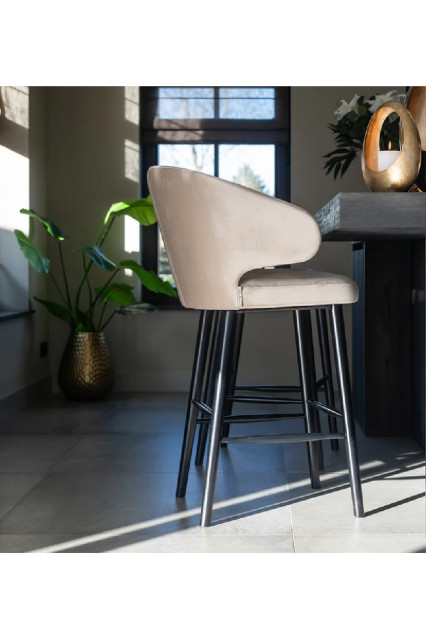Modern Velvet Bar Stool | OROA Indigo - Midcentury - Bar Stools And ...