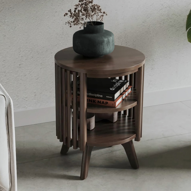 Sierra Low Side Table, Acacia with Dark Stained Finish - Midcentury ...