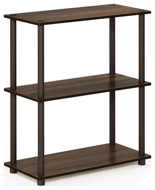Furinno Turn-N-Tube Wood 3-Tier Compact Shelf Display Rack in Walnut ...