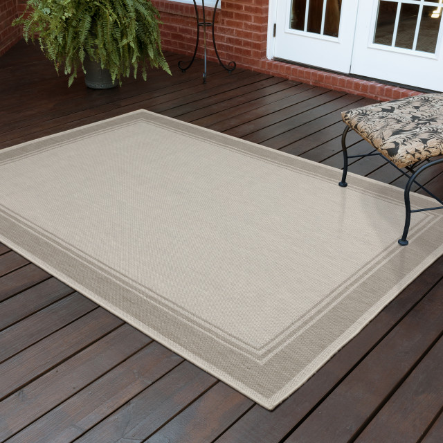 Oriental Weavers Portofino 6765W Ivory/Grey Area Rug, Rectangle 6'7" x ...