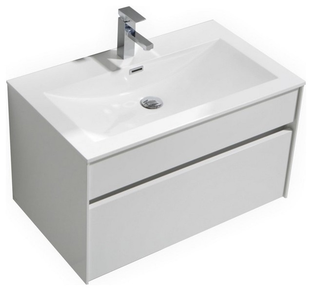 Fitto 24" Ash Gray Wall Mount Modern Bathroom Vanity, 32 ...