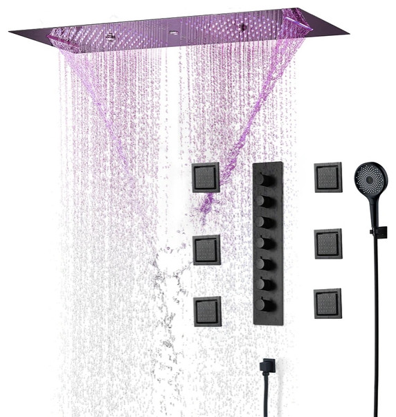 Led Shower System And 6 Jetted Body Sprays Contemporary Showerheads
