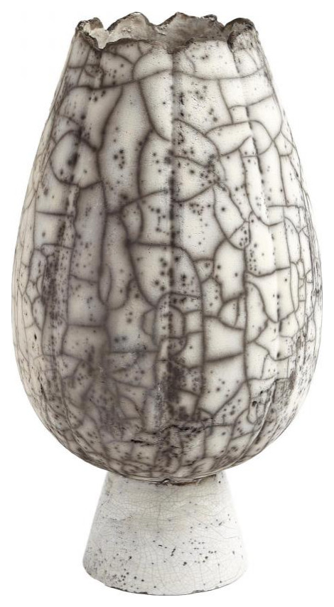 Crackled Footed Large Black Raku Vase - Farmhouse - Vases - by Lighting ...