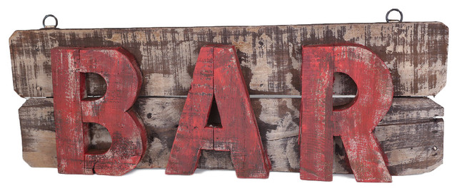 Rustic Wooden "Bar" Sign - Rustic - Novelty Signs - by Mexican Imports ...