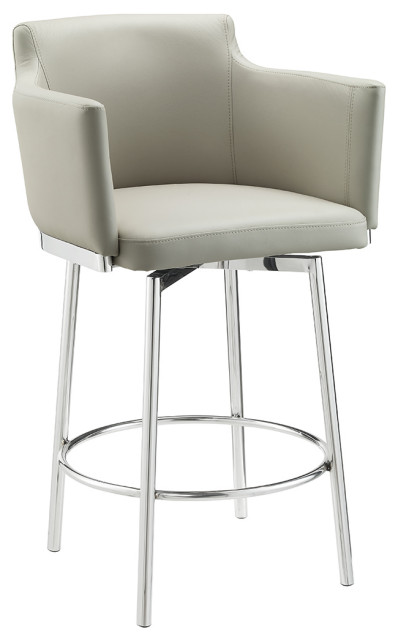 Suzzie Counter 180 Swivel Arm Bar Stool, Taupe Pu-Leather ...