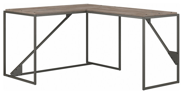 Industrial L-Shaped Desk, Metal Frame & Large Top, Great for Space ...