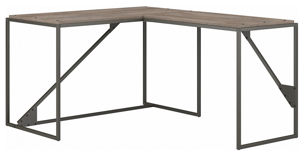 Industrial L-Shaped Desk, Metal Frame & Large Top, Great for Space ...