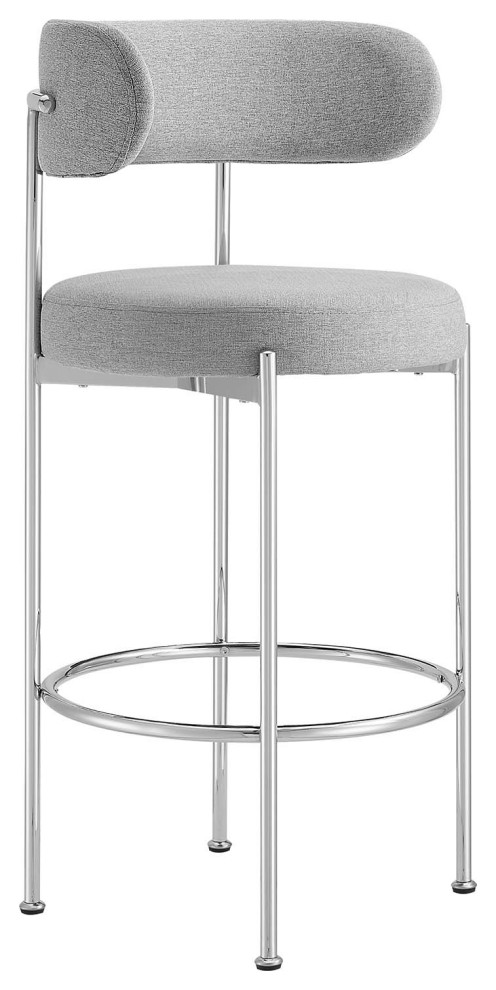 Albie Fabric Bar Stools - Set of 2 - Gray Silver - Contemporary - Bar ...