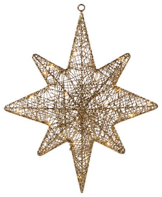 22" LED Lighted Gold Hanging Bethlehem Star Outdoor Christmas ...