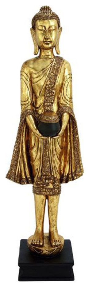 Eclectic Gold Polystone Sculpture 44793, 16" x 11" x 54" - Asian ...