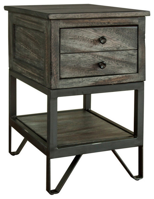 Ello 24 Inch 1 Drawer Chairside End Table With Shelf Solid Wood Gray ...