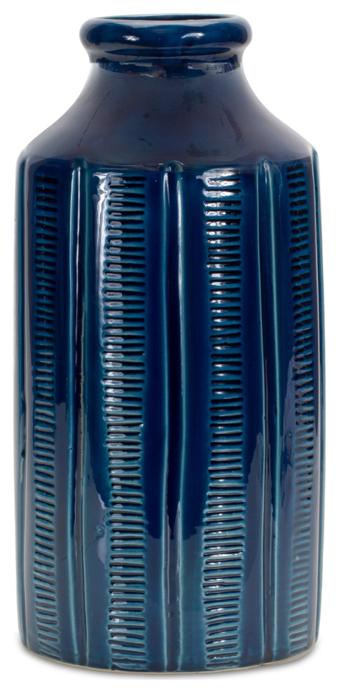 12.75" Terracotta Blue Round Table vase - Contemporary - Vases - by ...