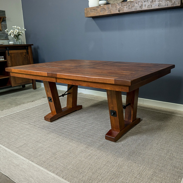 Holbrooke Extendable Rustic Cherry Dining Table, 54x78, 2 Middle Leaves - Industrial - Dining ...