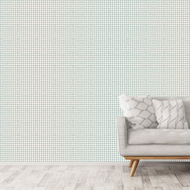 Wobbly Gingham, Blue Wallpaper by Erin Kendal, Sample 12"x8 ...