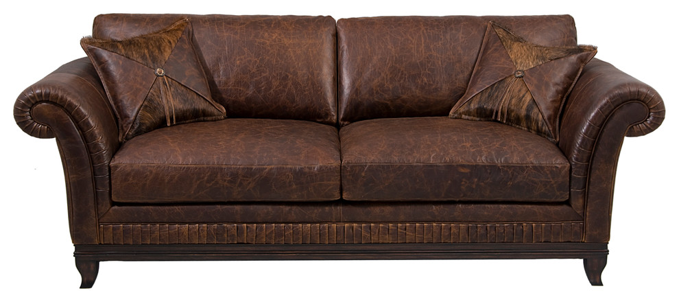 Rustic Top Grain Leather Sofa - Traditional - Sofas - by Artistic ...