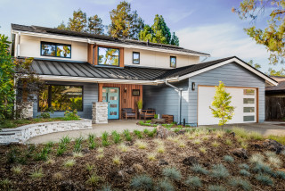 Two Story Contemporary Facade with Metal Standing Seam Roof - Exterior ...