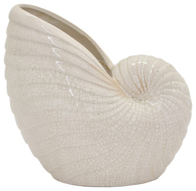 Plutus Brands Ceramic Shell, White Porcelain - Beach Style - Decorative ...