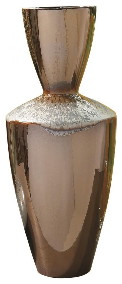 Marta's Tall Bronze Reactive Blue Vase - Contemporary - Vases - by ...