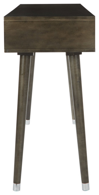 Mid Century Console Table, Angled Legs & 2 Spacious Drawers With Round ...