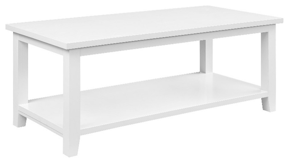 48" Minimalist Wood Coffee Table - Solid White - Transitional - Coffee ...