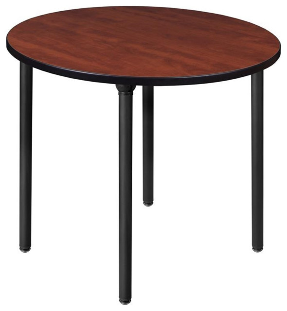 Kee 42" Round Folding Breakroom Wood Table- Cherry/ Black - Desks And ...
