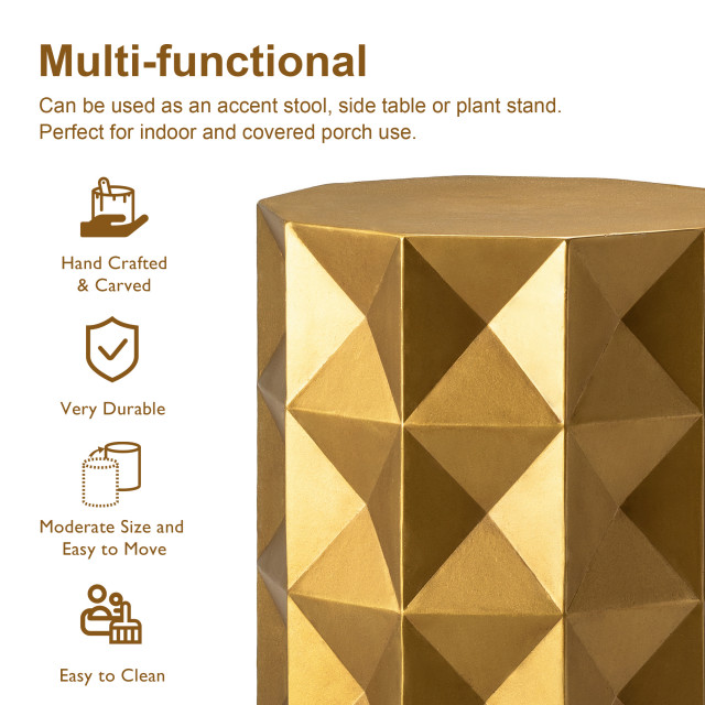 Modern Antique Gold MGO Geometric Side Table - Contemporary - Side ...