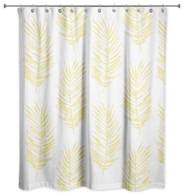 Yellow Fern Leaves 71x74 Shower Curtain - Tropical - Shower Curtains ...