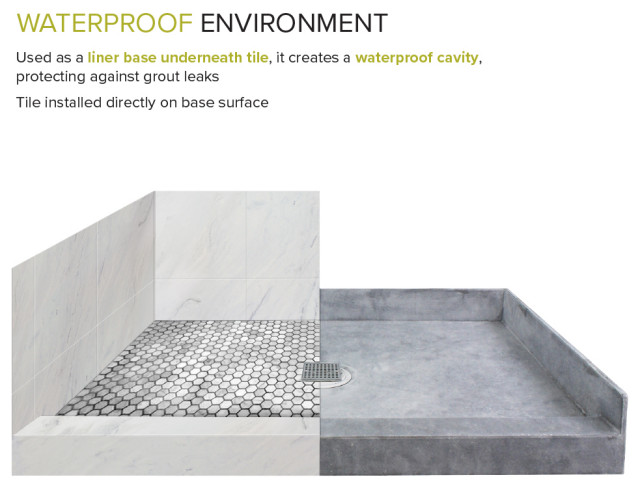 Transolid Ready to Tile 60"Lx32"W Shower Base, Dark Gray - Shower Pans ...