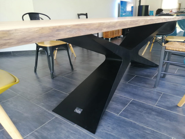 Création table acier et bois sur mesure - Industrial - Dining Room ...