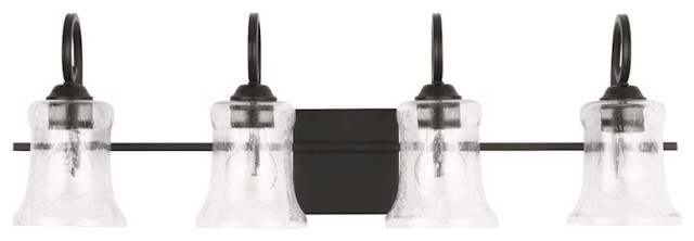 Capital Lighting Cameron 4-Light Vanity, Matte Black/Clear Seeded ...