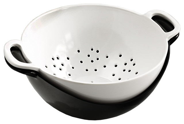 Zak Designs Black and White 2 Piece 24 Ounce Colander and Bowl Set ...