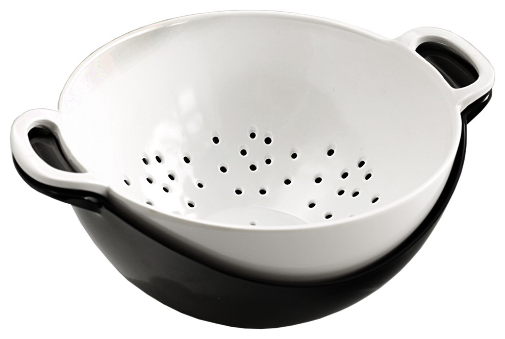 Zak Designs Black and White 2 Piece 24 Ounce Colander and Bowl Set ...