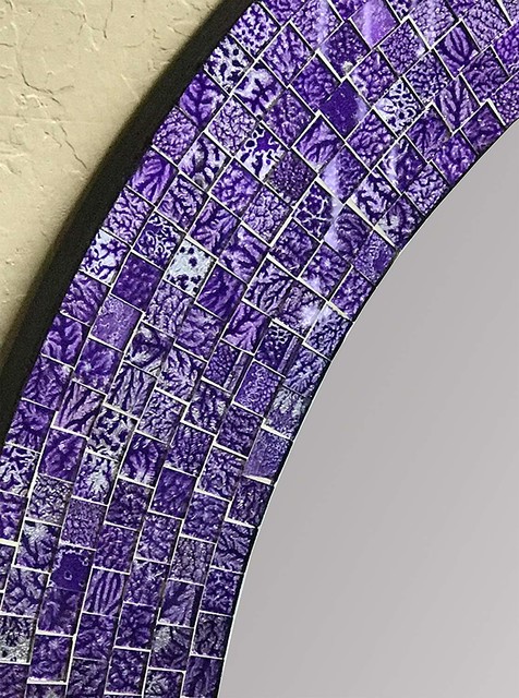 24" Decorative Glass Mosaic Wall Mirror - Purple Decorative Mirrors for ...
