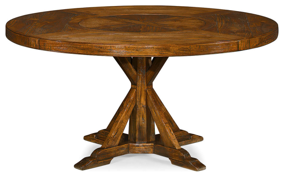 Rustic Round Dining Table, 60", Walnut - Traditional - Dining Tables ...