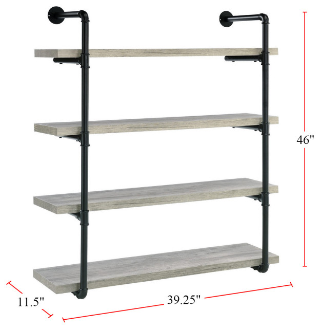 40" Wall Shelf, Gray Driftwood - Industrial - Display And Wall Shelves ...