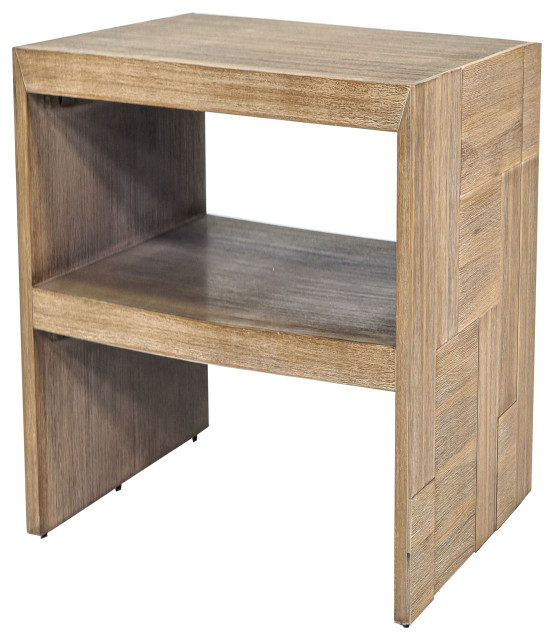 Atlantis Solid Acacia Side Table, Taupe - Farmhouse - Side Tables And ...