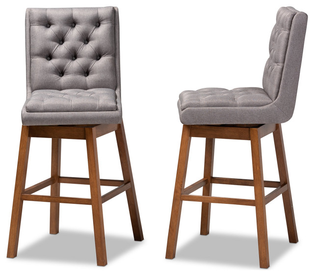2 Pack Bar Stool, Swiveling Seat With Diamond Shaped Button Tufting ...