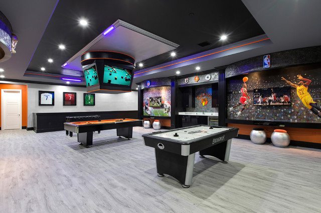 Game Den - Modern - Family Room - Orlando - by Louise Stapleton Interiors