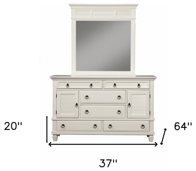 62" White Solid Wood Six Drawer Double Dresser - Traditional - Dressers ...