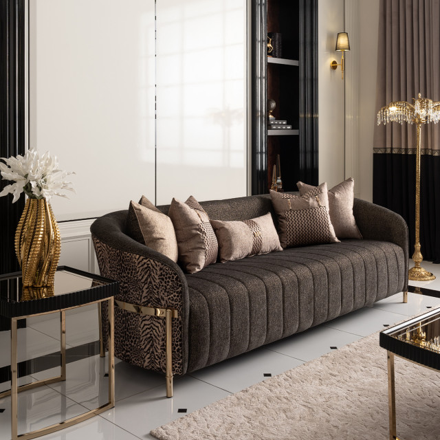 Lisbon Sofa, Onyx/Gold - Contemporary - Sofas - by Michael Amini | Houzz