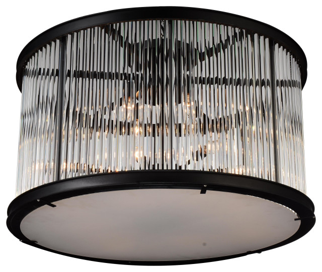 CWI LIGHTING 9861C32-12-101 12 Light Cage Flush Mount with Black finish ...