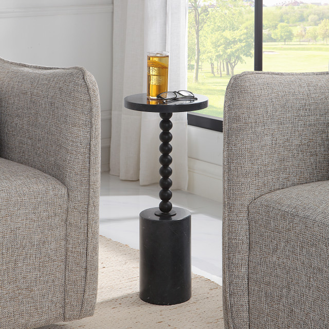 Uttermost Bead Black Marble Drink Table - Transitional - Side Tables ...