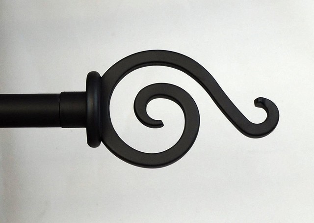 Classic Forged Iron French Scroll Curtain Rod, 48"-84" - Mediterranean ...
