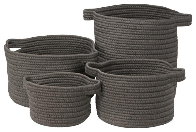 American Farmhouse 4-Piece Basket Set, Smoke - Traditional - Baskets ...