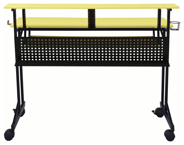 Benzara Top Computer Desk With 1 Shelf and 1 Cupholder, Black and ...