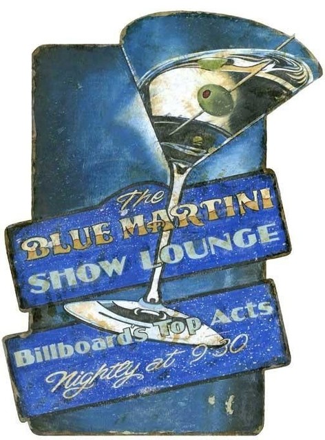 Vintage Blue Martini Sign - Contemporary - Prints And Posters - by My ...