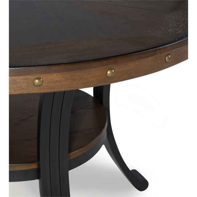 Linon Franklin Wood and Metal Round Dining Table in Rustic Umber Brown ...
